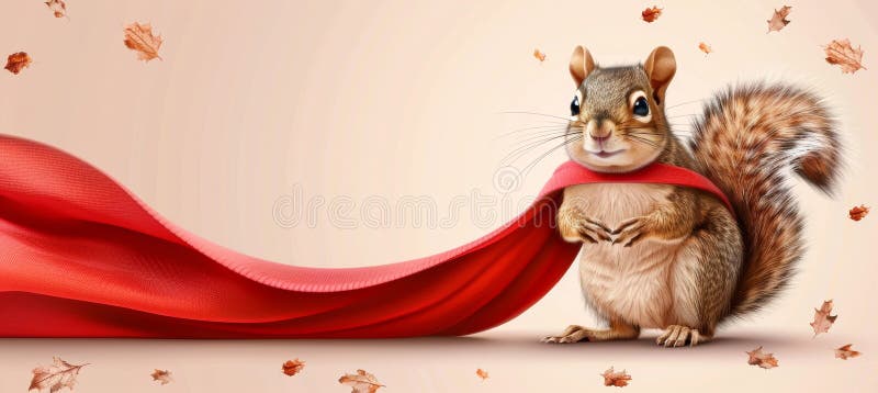 Flying Squirrel in Superhero Cape on Gradient Pastel Background with ...