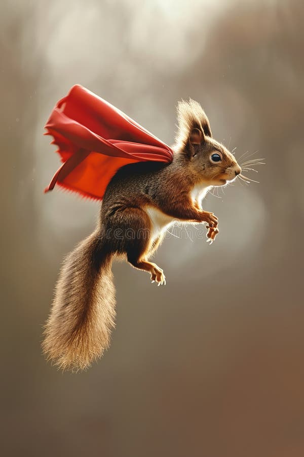 Flying Squirrel Superhero with Cape on Gradient Pastel Background for ...