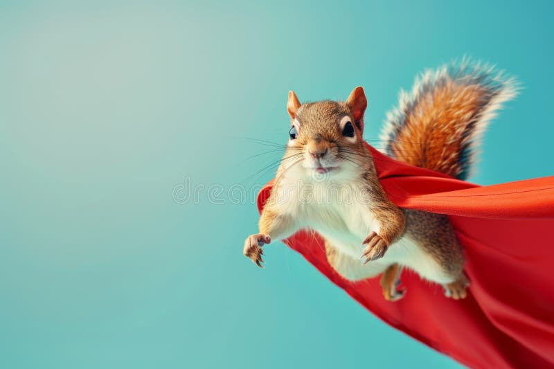 Flying Squirrel Superhero on Gradient Pastel Backdrop with Ample Space ...