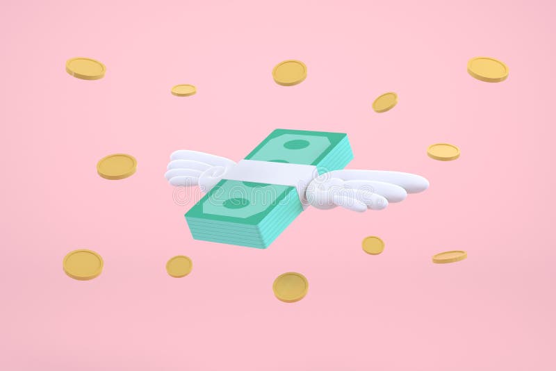 Flying Stack of Money. Money Spending, Cashless Society Concept Stock ...