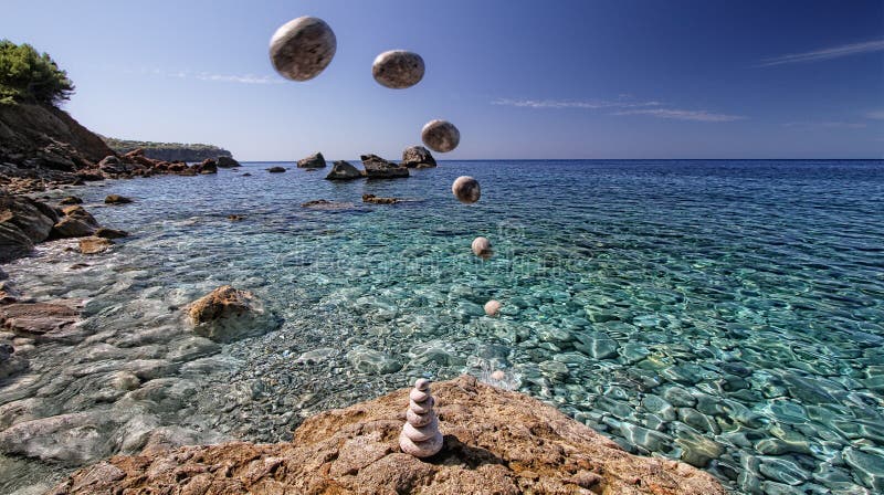 Flying Stone stock image. Image of deia, deya, palma - 49095045