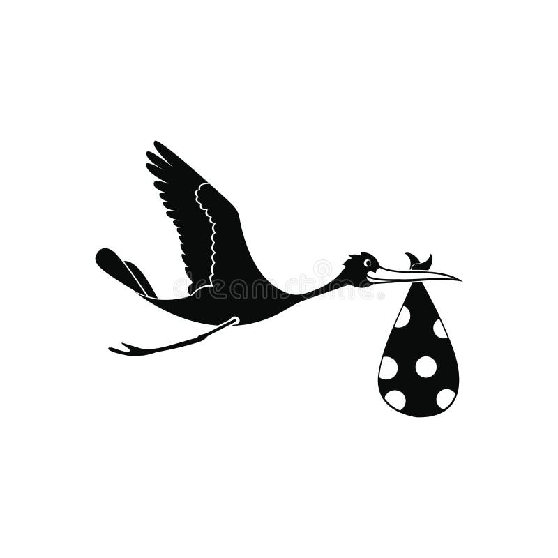 Flying Stork with a Bundle Icon Stock Illustration - Illustration of ...