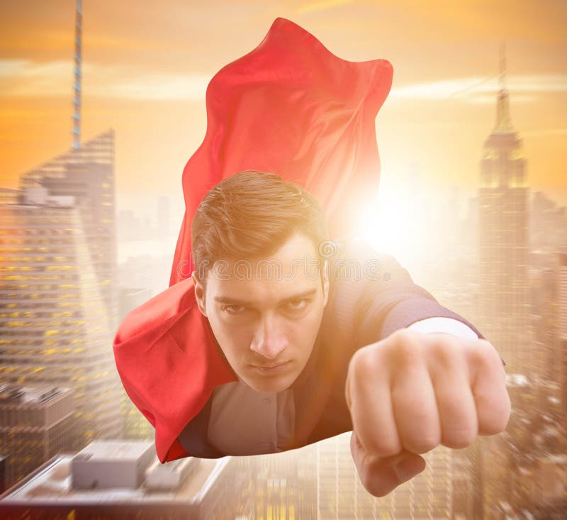Flying Super Hero Over the City Stock Photo - Image of captain ...