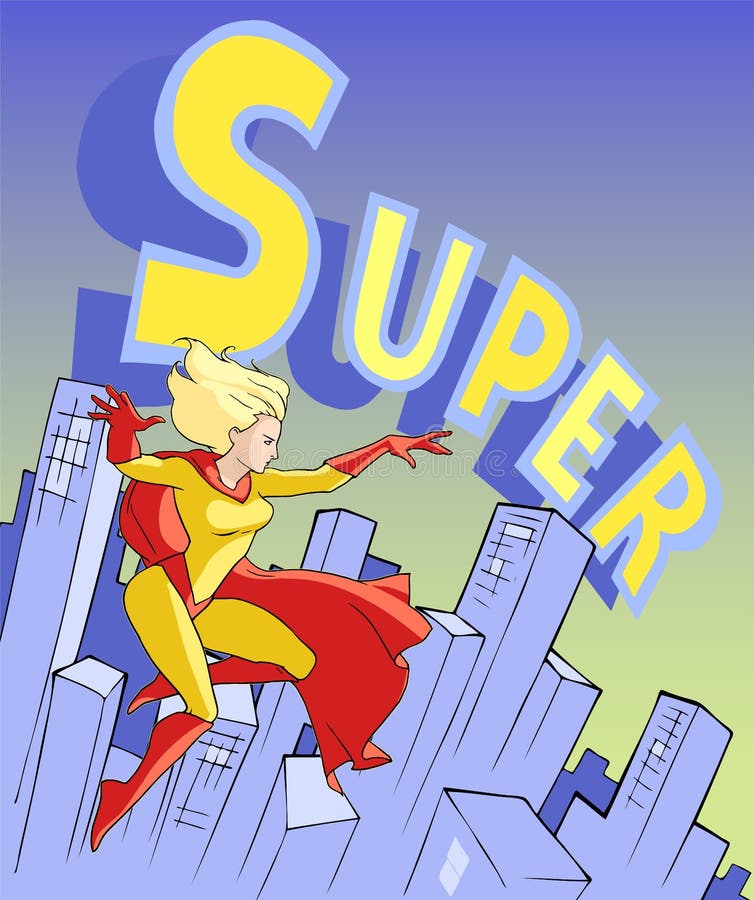 Flying super lady stock vector. Illustration of cartoon - 68603060