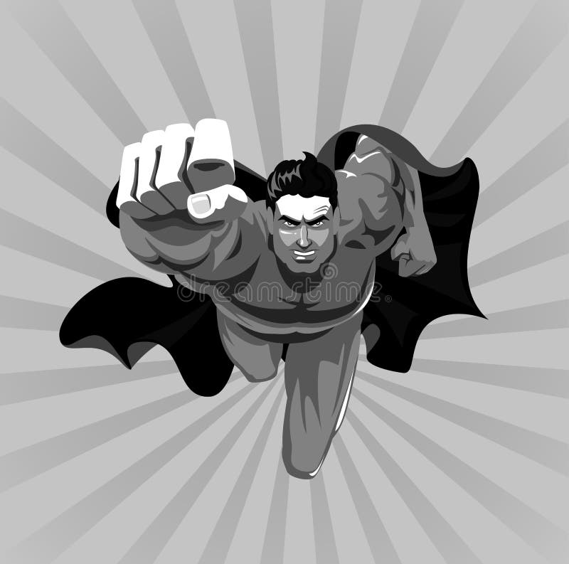 Flying superhero on camera stock vector. Illustration of cartoons ...