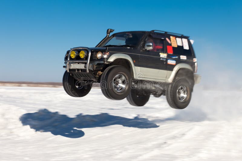 Flying SUV stock image. Image of automobile, auto, outdoor - 66080371