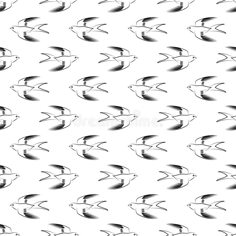 Flying Swallow Bird Seamless Pattern Stock Vector - Illustration of ...