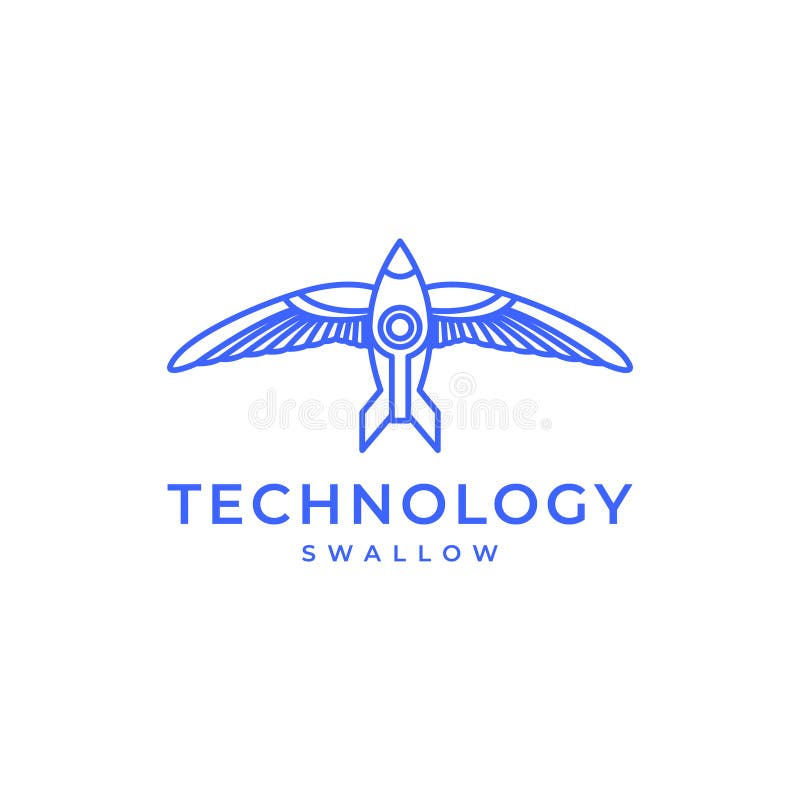 Flying Swallow Bird Wings Freedom Technology Rocket Logo Design Vector ...