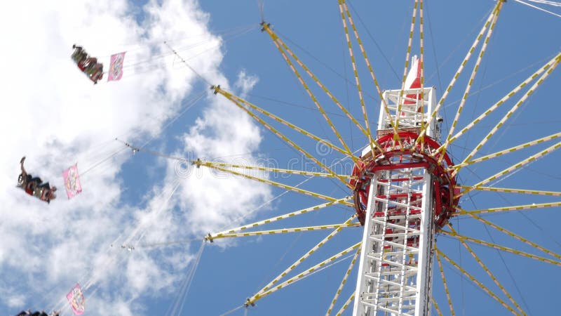 Flying Swing Carousel Amusement Park Ride People Have Fun when Swinging ...