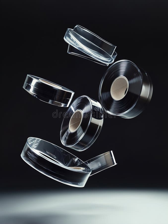 Flying Tape Dispensers in a Studio Shot Stock Illustration ...