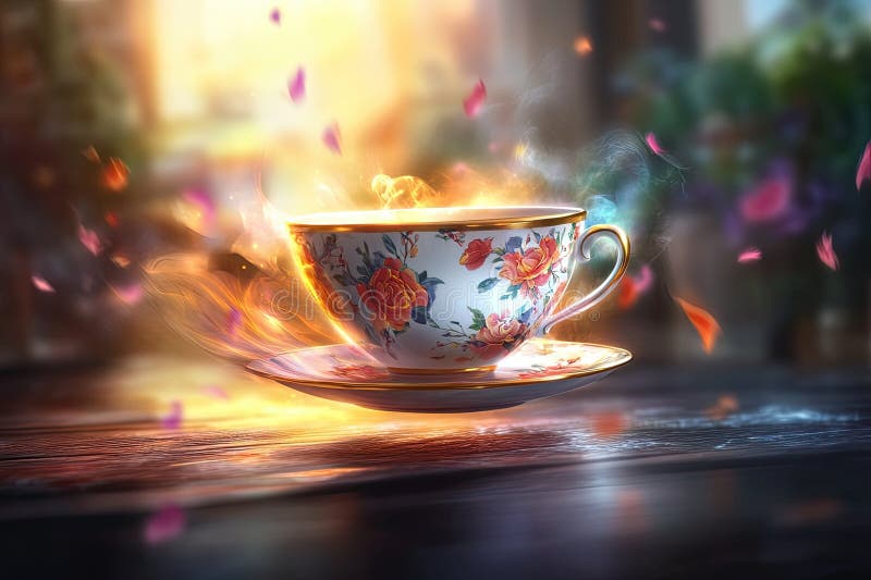 Flying Teacup Cup of Tea Generative AI Stock Illustration ...