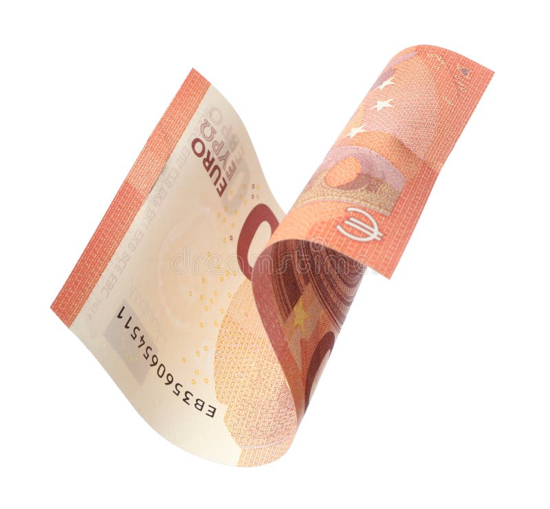 Flying Ten Euro Banknote Isolated on White Stock Image - Image of ...