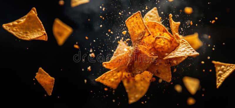 Flying Tortilla Chips with Spices Creating Dynamic Motion and Texture ...