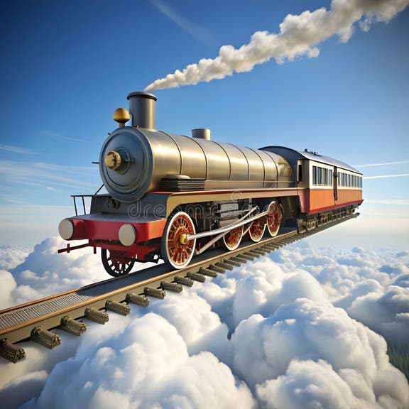 Futuristic Flying Train Illustrated Stock Illustration - Illustration ...