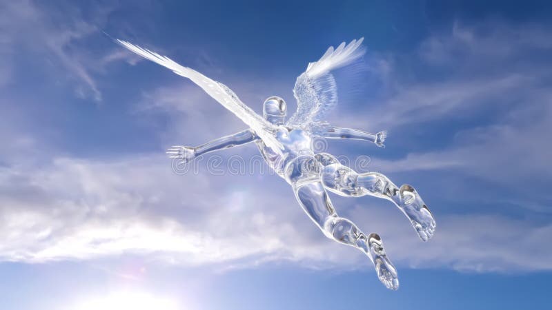 A Flying Translucent Angel at Dawn Stock Illustration - Illustration of ...