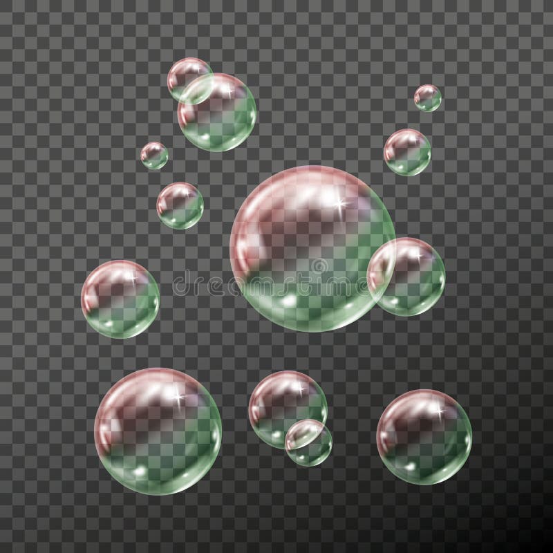 Flying Transparent Soap Bubbles on Checkered Background. Stock Vector ...