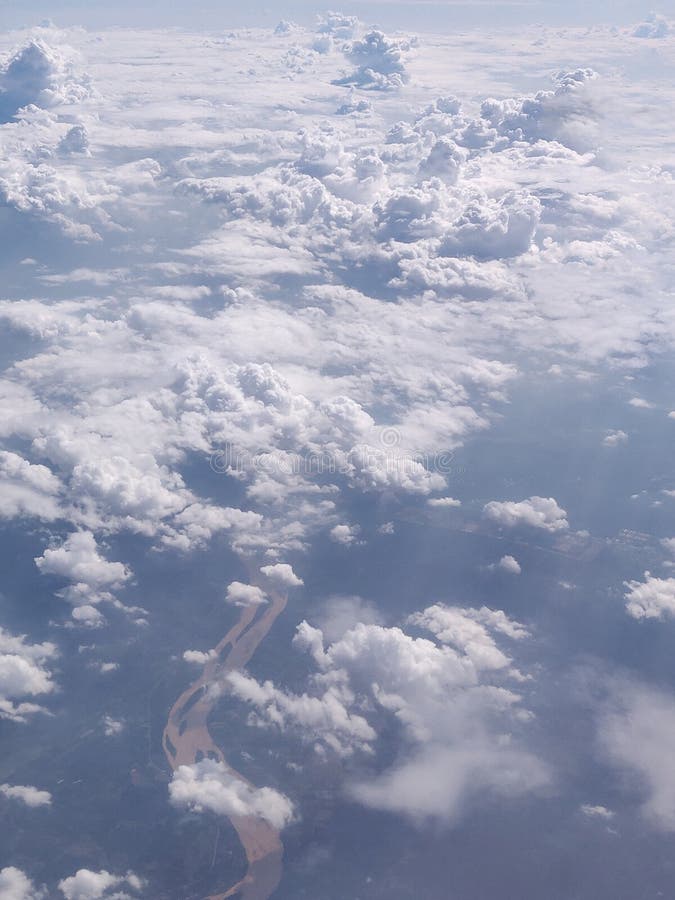 Flying and Traveling, View from Airplane Window on the Wing on Sunset ...