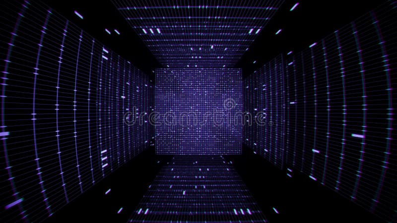 Flying through Tunnel of Connected Dots and Lines, Looped Animation ...