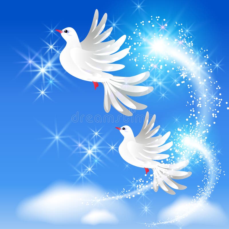 Two doves in the sky stock vector. Illustration of atmosphere - 20987932