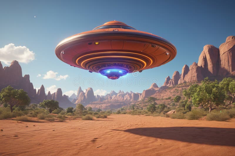 Flying Ufo Disk Alien Spaceship Stock Illustration - Illustration of ...