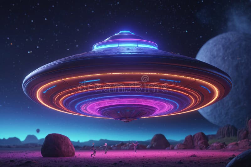 Flying Ufo Disk Alien Spaceship Stock Illustration - Illustration of ...