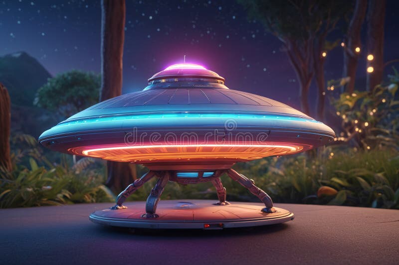 Flying Ufo Disk Alien Spaceship Stock Illustration - Illustration of ...