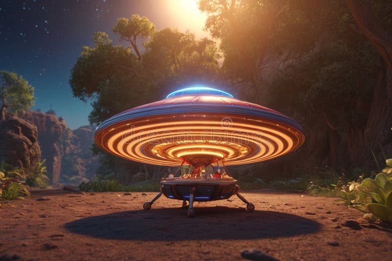 Flying Ufo Disk Alien Spaceship Stock Illustration - Illustration of ...