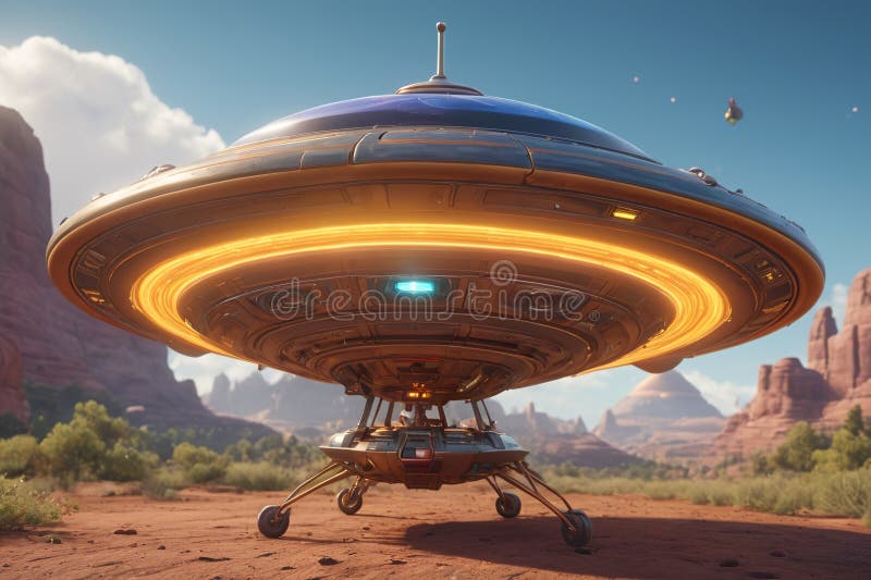 Flying Ufo Disk Alien Spaceship Stock Illustration - Illustration of ...