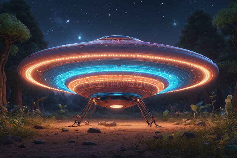 Flying Ufo Disk Alien Spaceship Stock Illustration - Illustration of ...