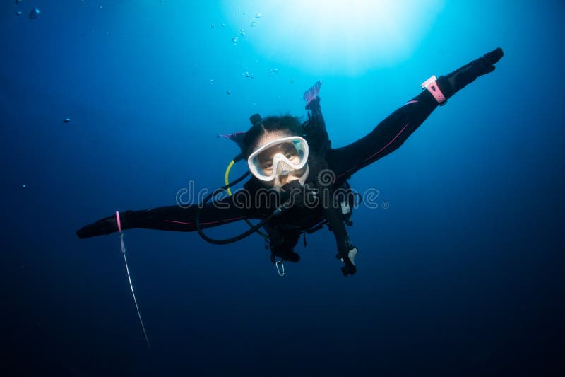 Flying underwater stock photo. Image of water, scuba - 74585590