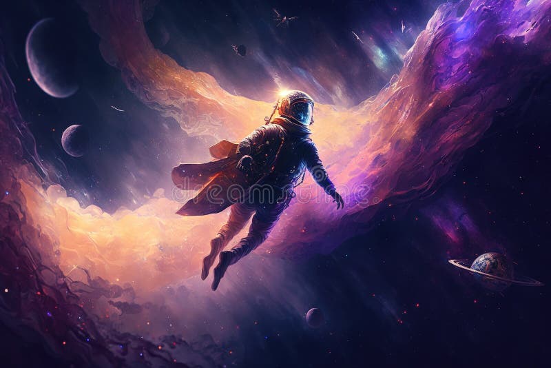 Flying through the Universe Stock Illustration - Illustration of ...