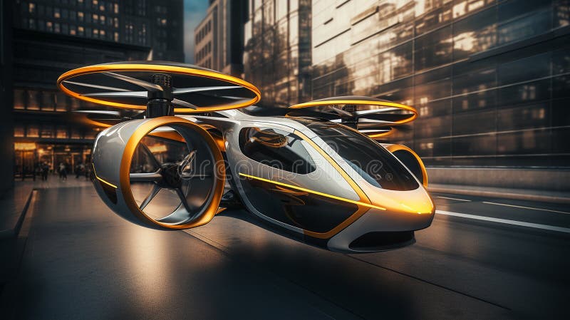 Flying Vehicle of the Future of Humanity. Smart Technologies Stock ...