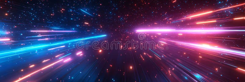 Flying at Warp Speed through a Colorful Nebula with Bright Streaks of ...