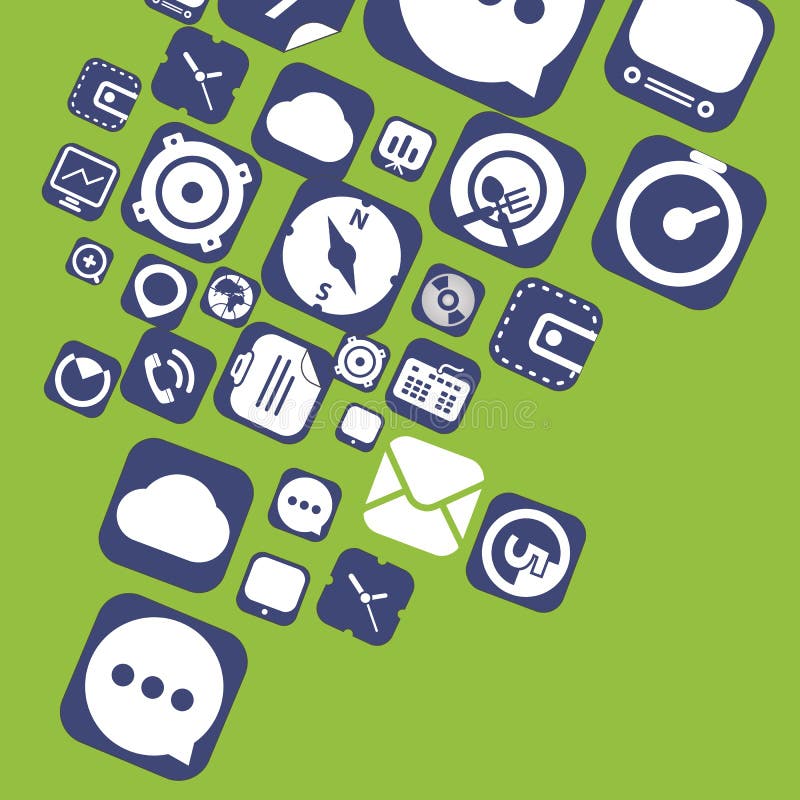 Flying Web Graphic Interface Icons Stock Vector - Illustration of icon ...