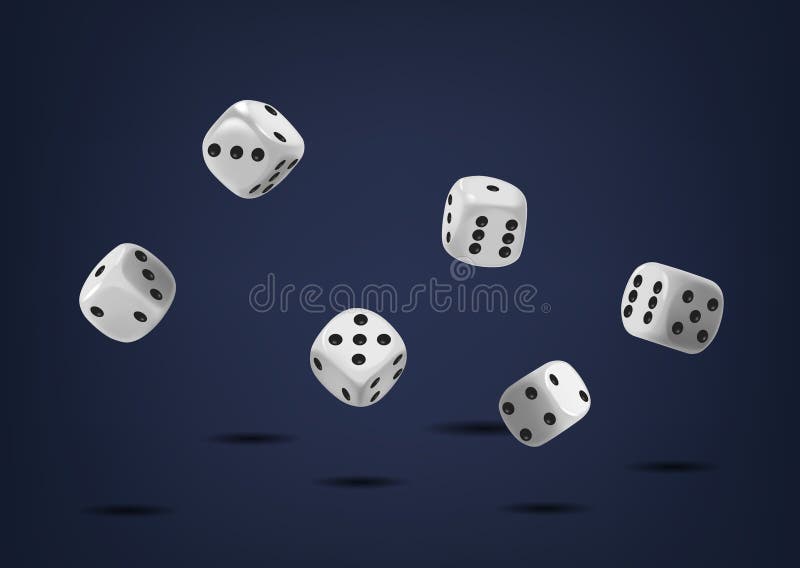Flying White Dice Cubes. Small, Six-sided Objects with Dots Numbering ...