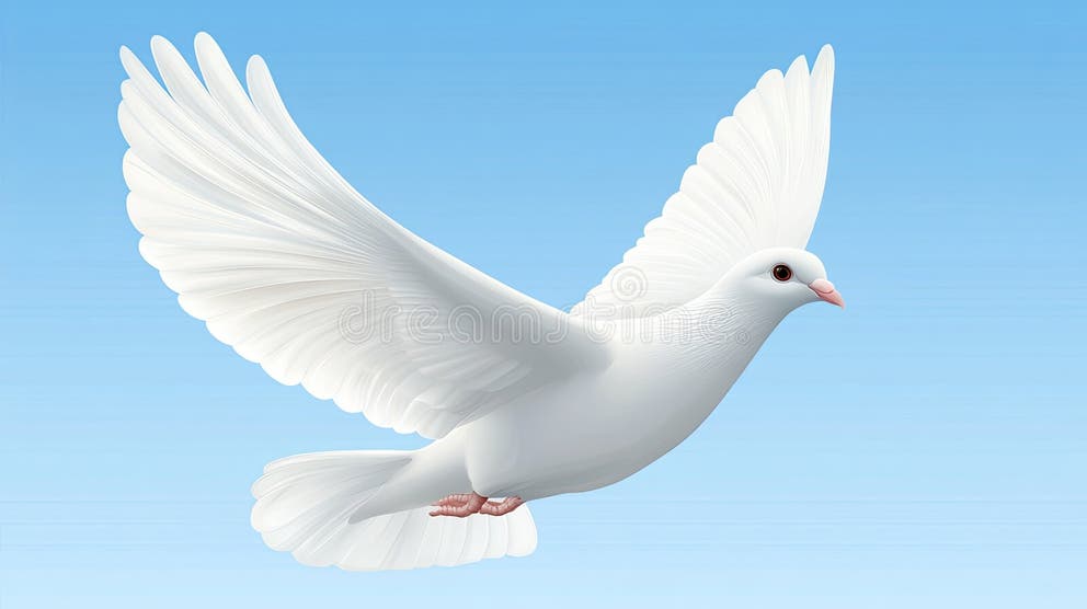 Flying White Dove in Blue Sky Stock Image - Image of background ...