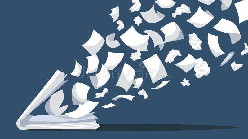 Flying White Paper Sheets from Stack of Documents. Vector Realistic ...