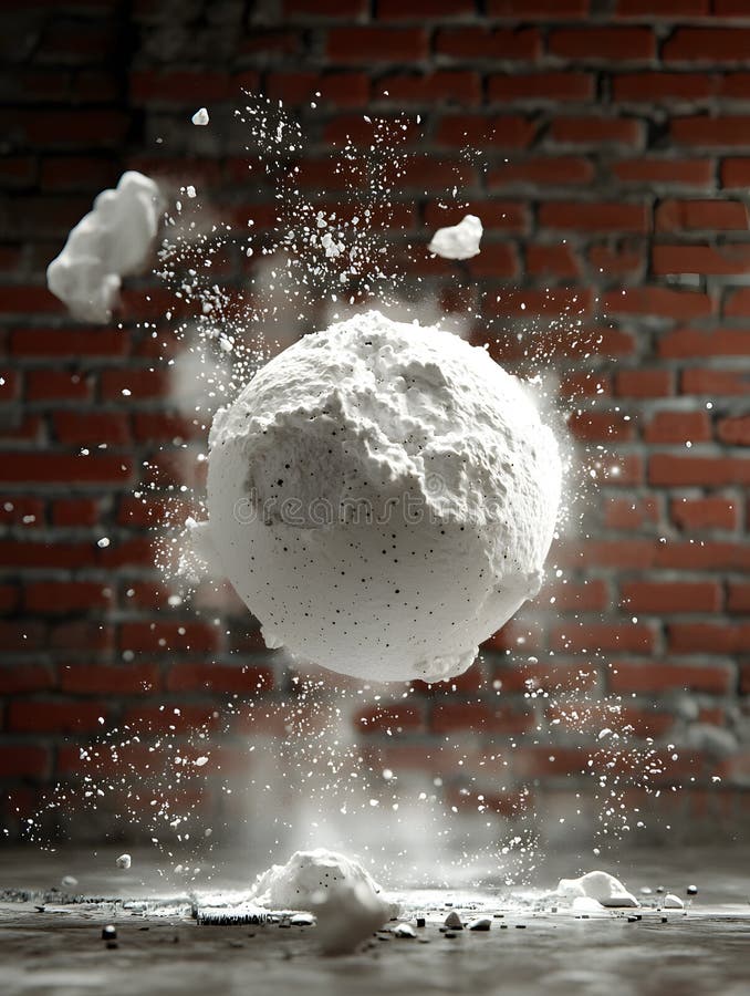 Flying White Powder Against a Brick Wall Stock Illustration ...