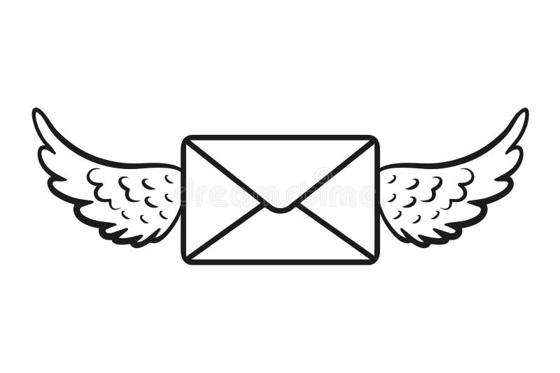 Flying Wings Mail Envelope Icon, Letter with Wings Sign â€“ Vector ...