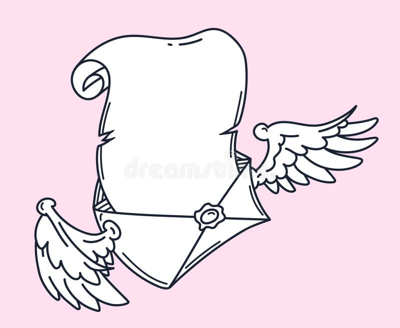 Flying on Wings Open Paper Envelope with Letter Stock Vector ...