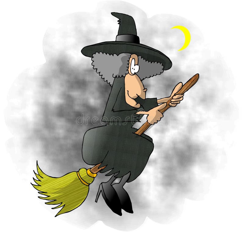 Flying Witch stock illustration. Illustration of comic, caricature - 30657
