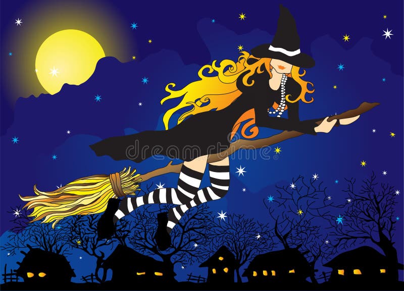 Flying witch stock vector. Illustration of original, design - 3308639