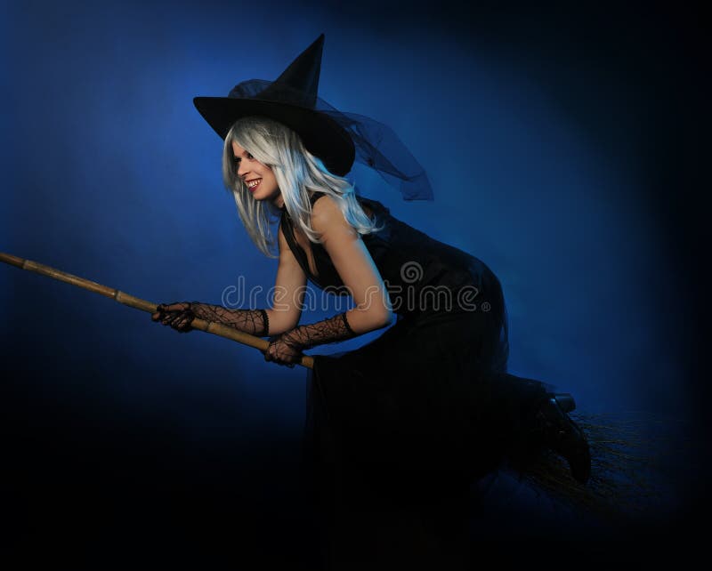 Flying witch stock photo. Image of girl, costume, background - 82881904