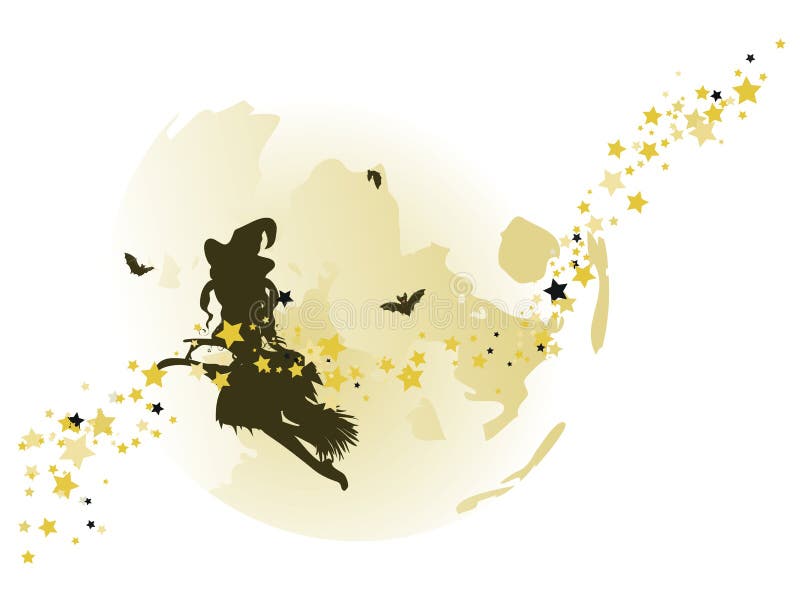 Flying Witch Over Full Moon Stock Vector - Illustration of night, magic ...