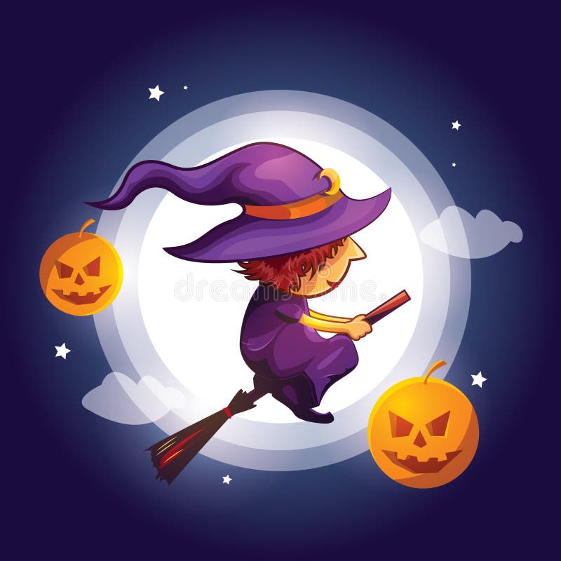 Flying wizard stock vector. Illustration of cloud, purple - 119755701