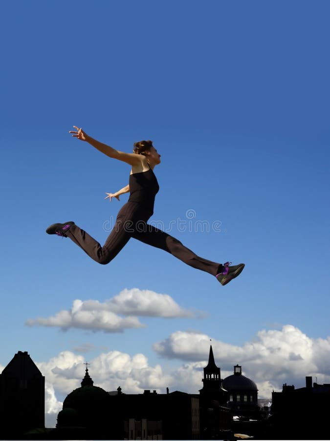 Flying woman stock image. Image of metaphor, teen, city - 60315