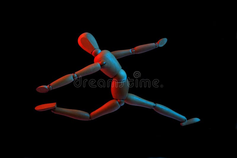 Wooden Puppet Businessman Moves Objects Stock Photo - Image of wood ...