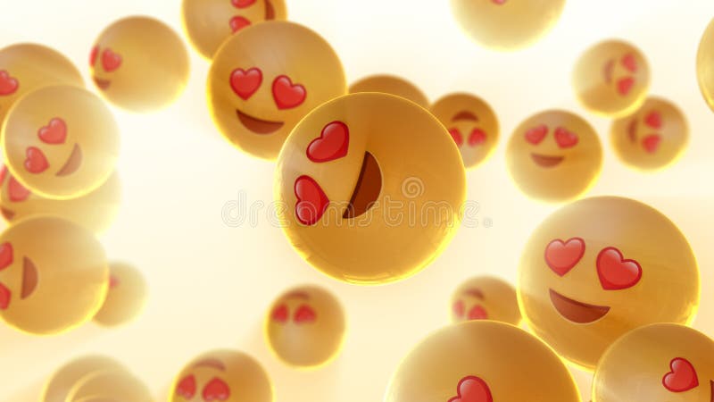 Flying Yellow Emoji between Rays of Light on a Light Background. 3D ...