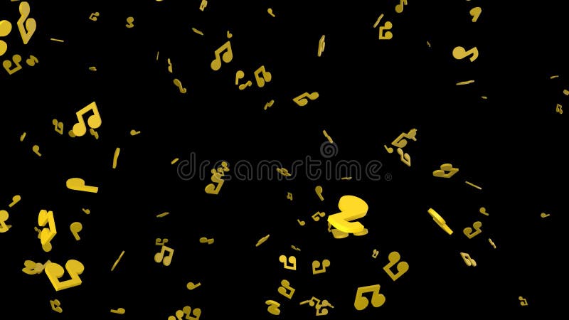 Flying Yellow Musical Notes on Black Background. Stock Video - Video of ...