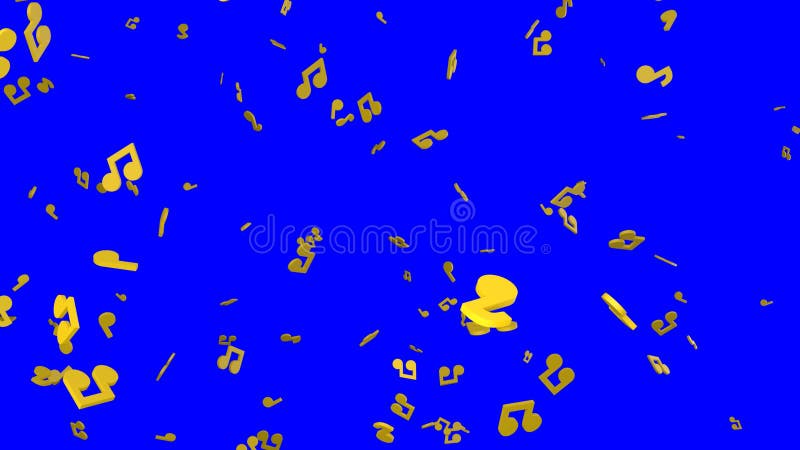 Yellow Musical Notes on Blue Chroma Key Background. Stock Video - Video ...